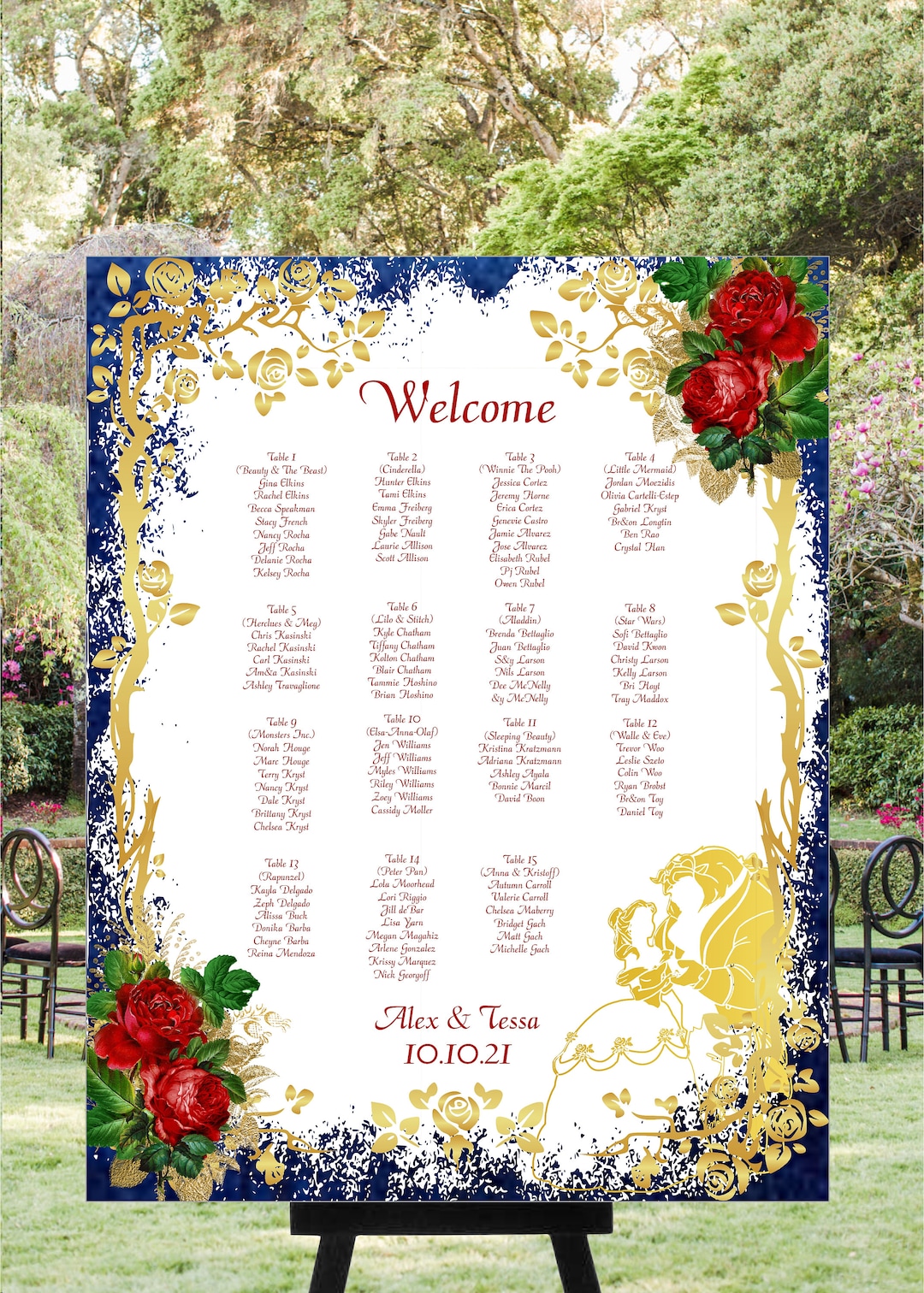 Enchanted Rose Beauty and the Beast Wedding Seating Sign | Wedding ...