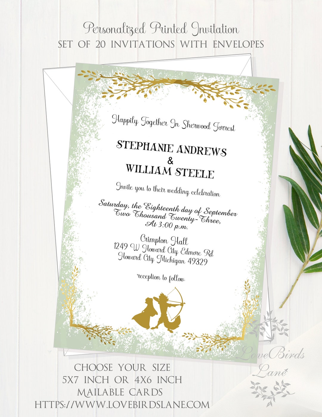 Personalized Robin Hood Enchanted Fairy Tale Wedding Invitation ...
