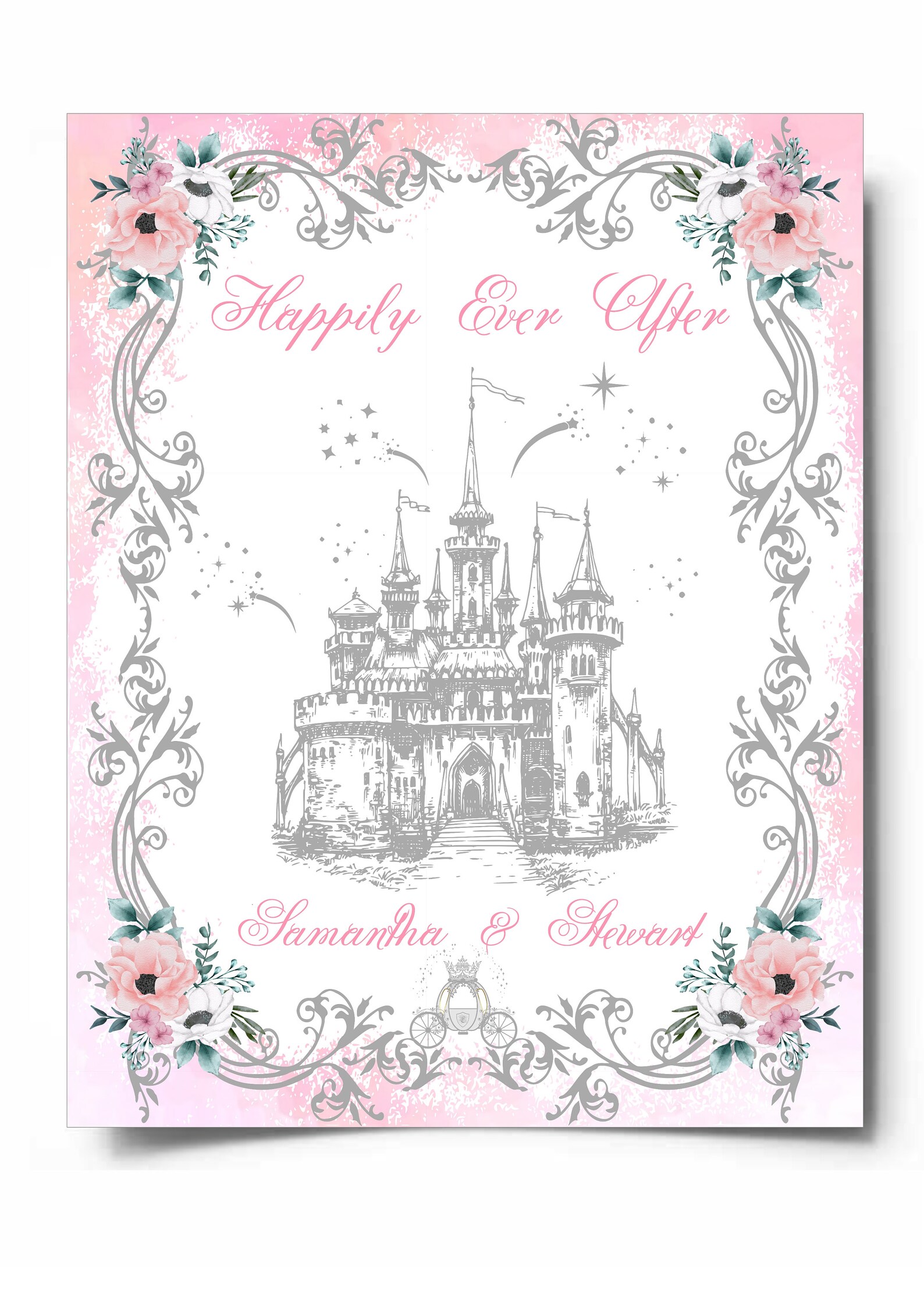 Digital Personalized Cinderella Castle Wedding Welcome Sign | Etsy