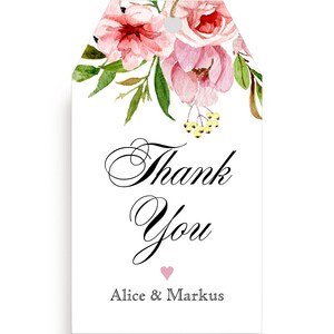 Personalized Gift Tags | Pink Peony Thank You Gift Tags | Personalized ...
