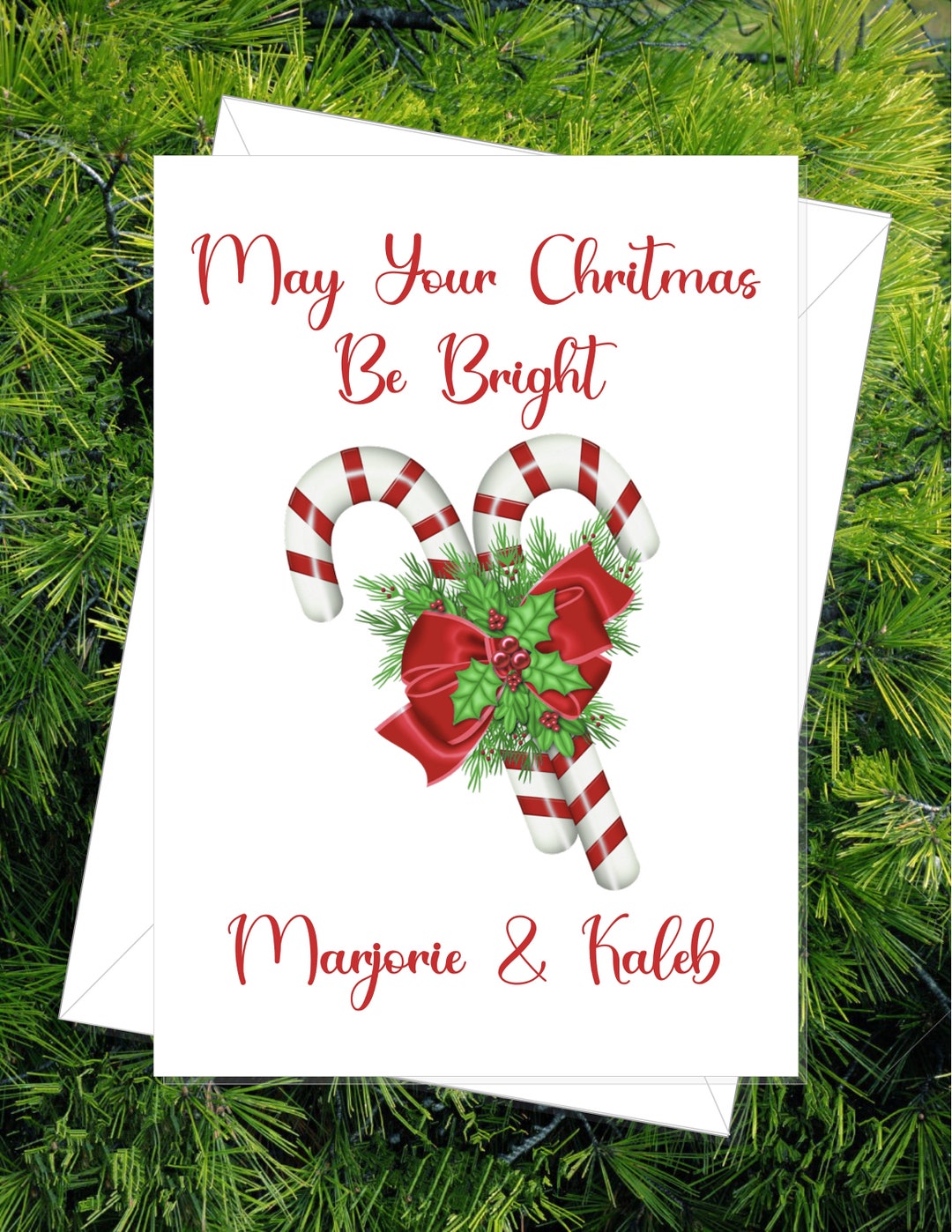 Personalized Candy Cane Christmas Cards Holiday Greeting - Etsy