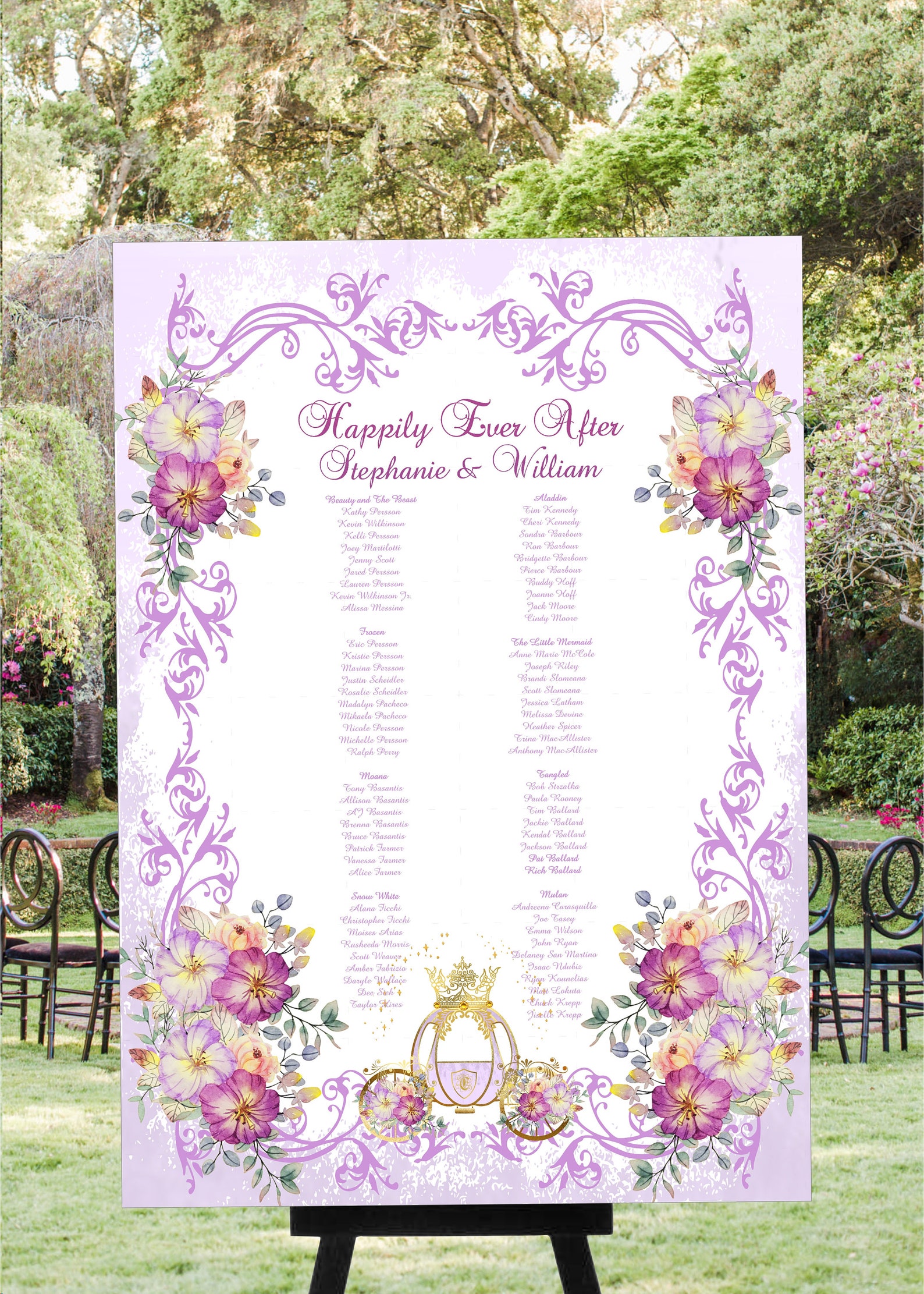 Personalized Spring Wedding Seating Chart Cinderella Wedding - Etsy