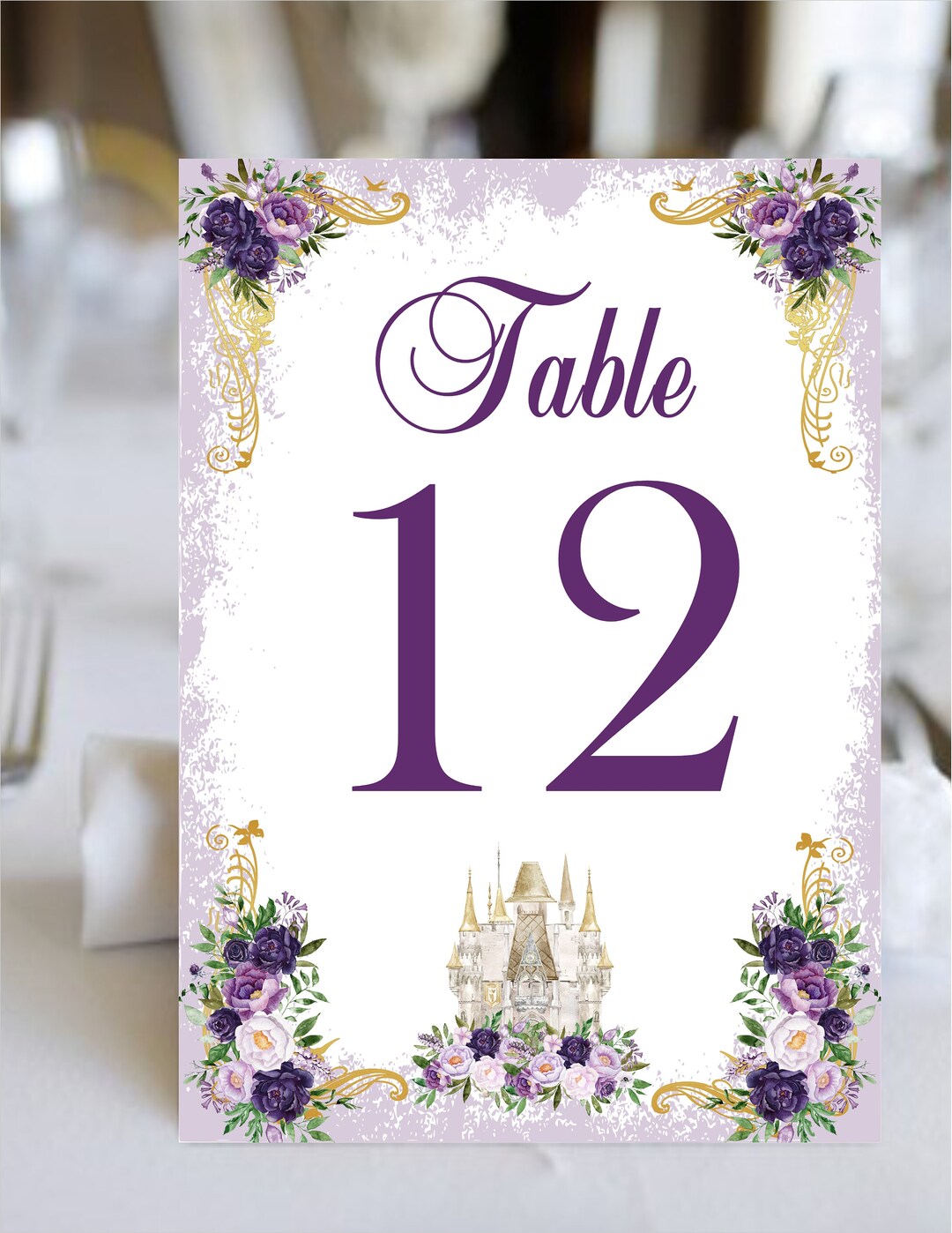 Table Numbers Purple Gold Vintage Castle TC0825 - Etsy