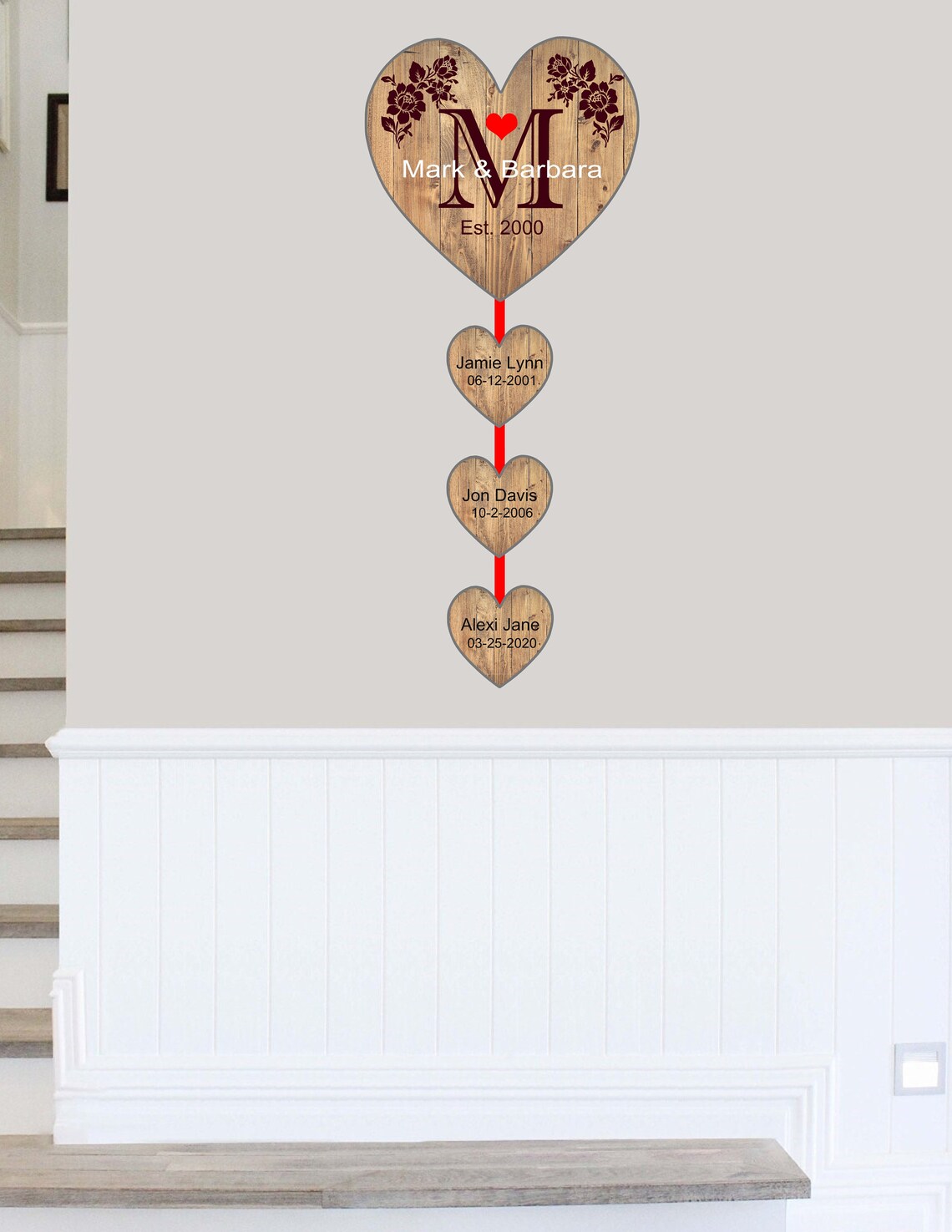 Personalized Family Tree Rustic Wood Heart Family Tree Sign | Etsy