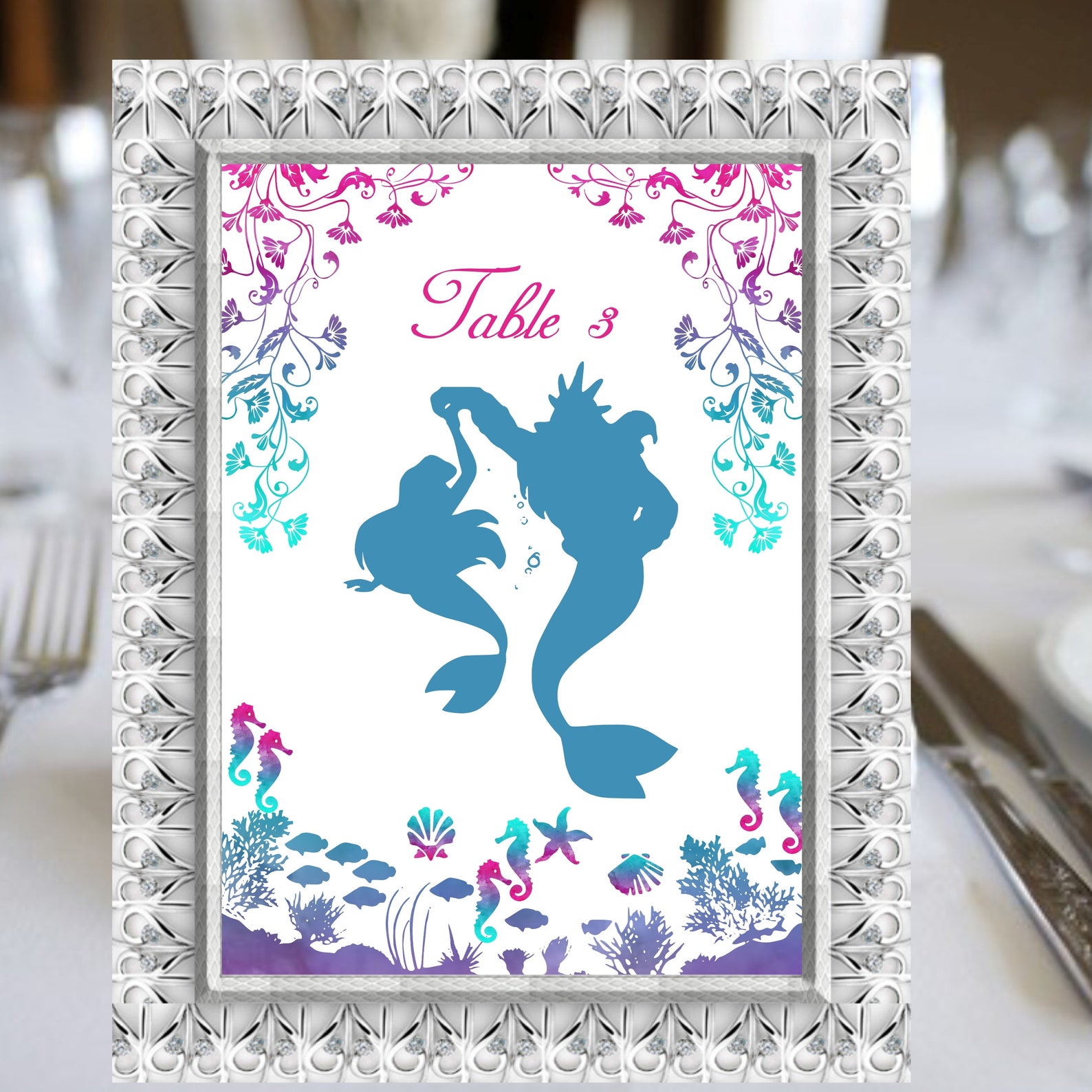 Watercolor Little Mermaid Table Numbers | Etsy
