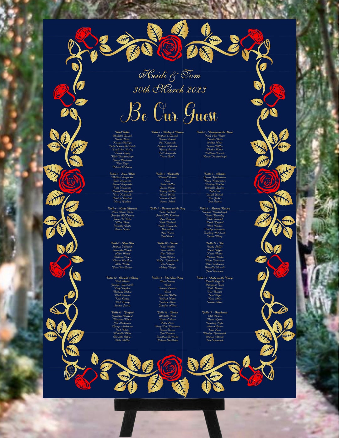 Digital Princess Wedding Seating Chart | Printable Wedding Seating ...