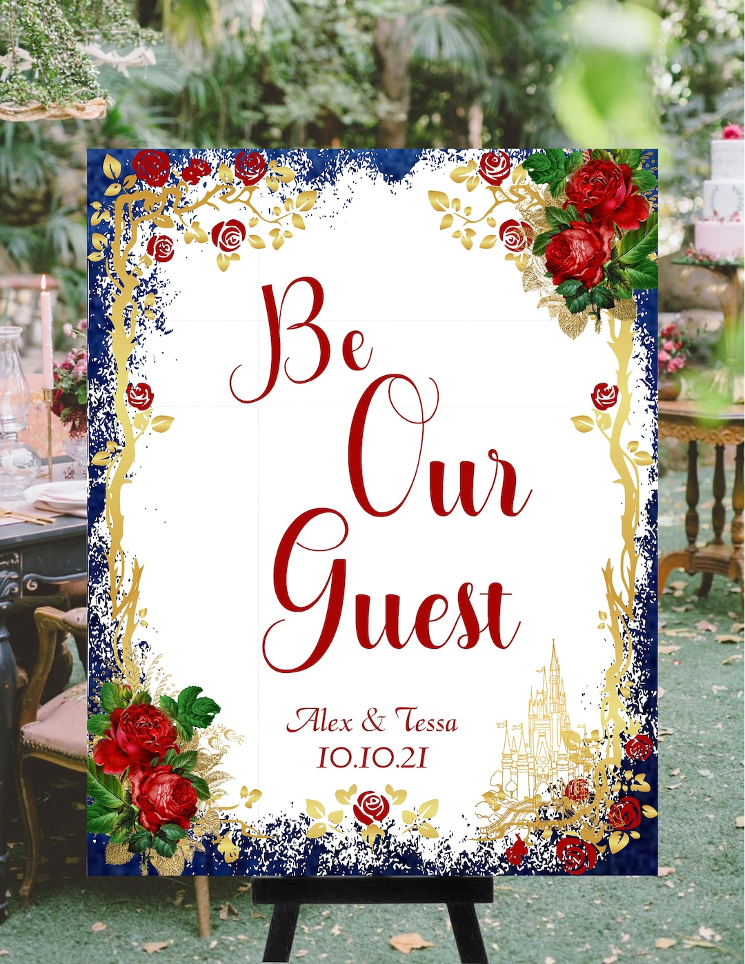 Vintage Red Rose Enchanted Rose Wedding Guest Book Alternative Unique ...