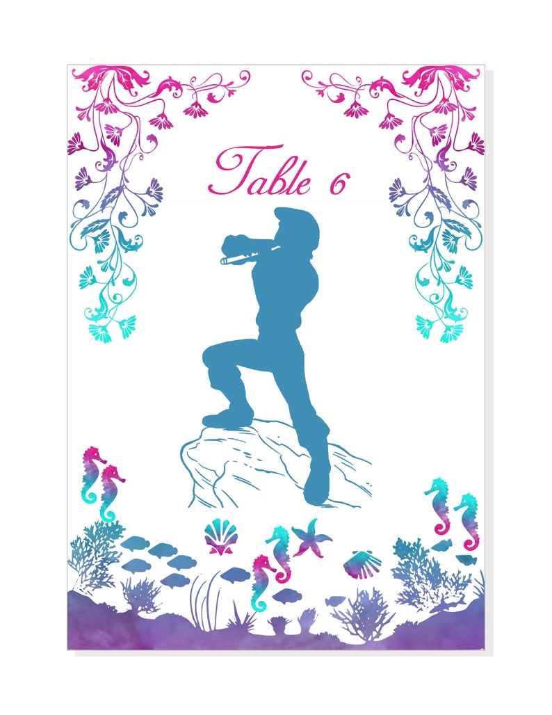 Watercolor Little Mermaid Table Numbers | Etsy