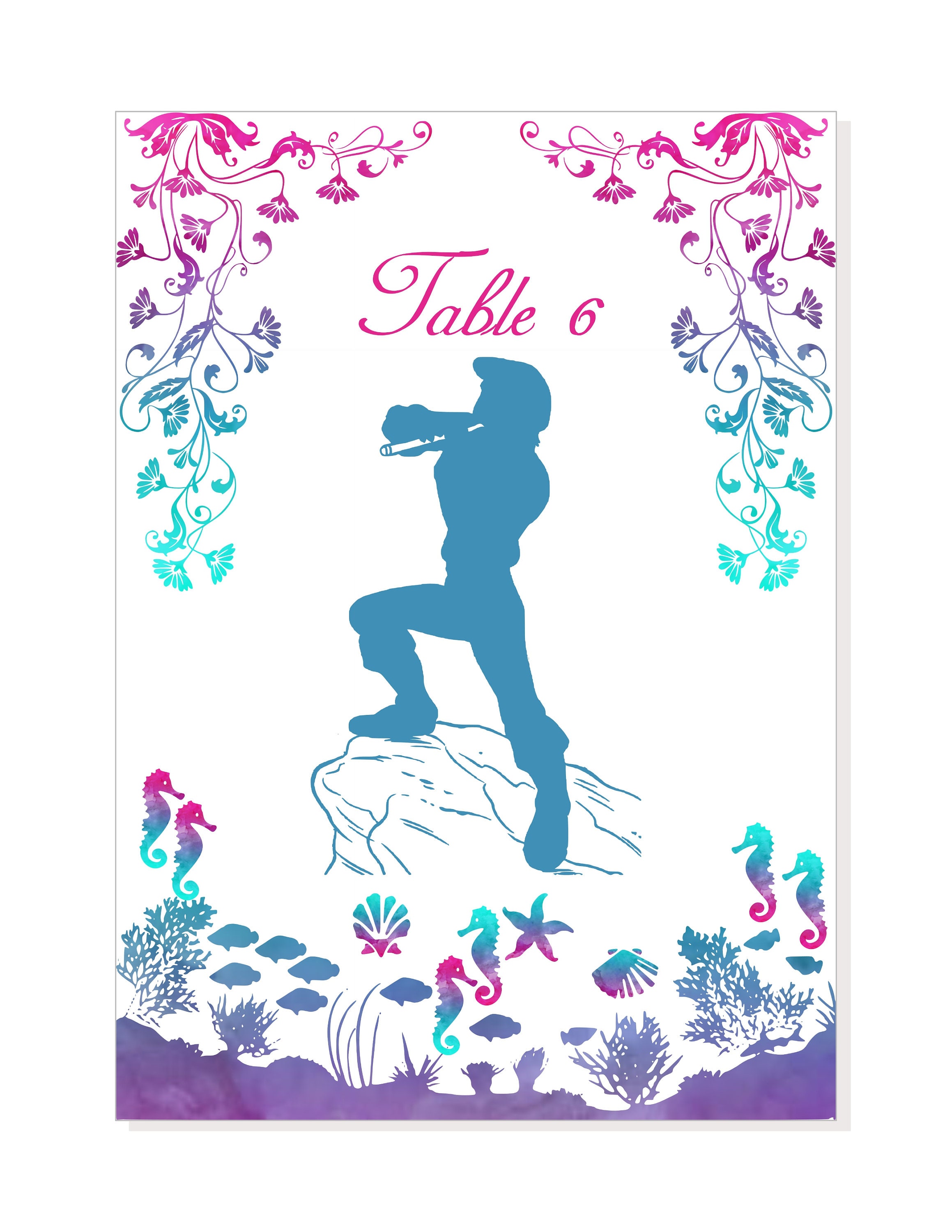 Watercolor Little Mermaid Table Numbers | Etsy
