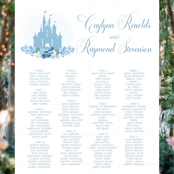 Cinderella Seating Chart Printable - Etsy