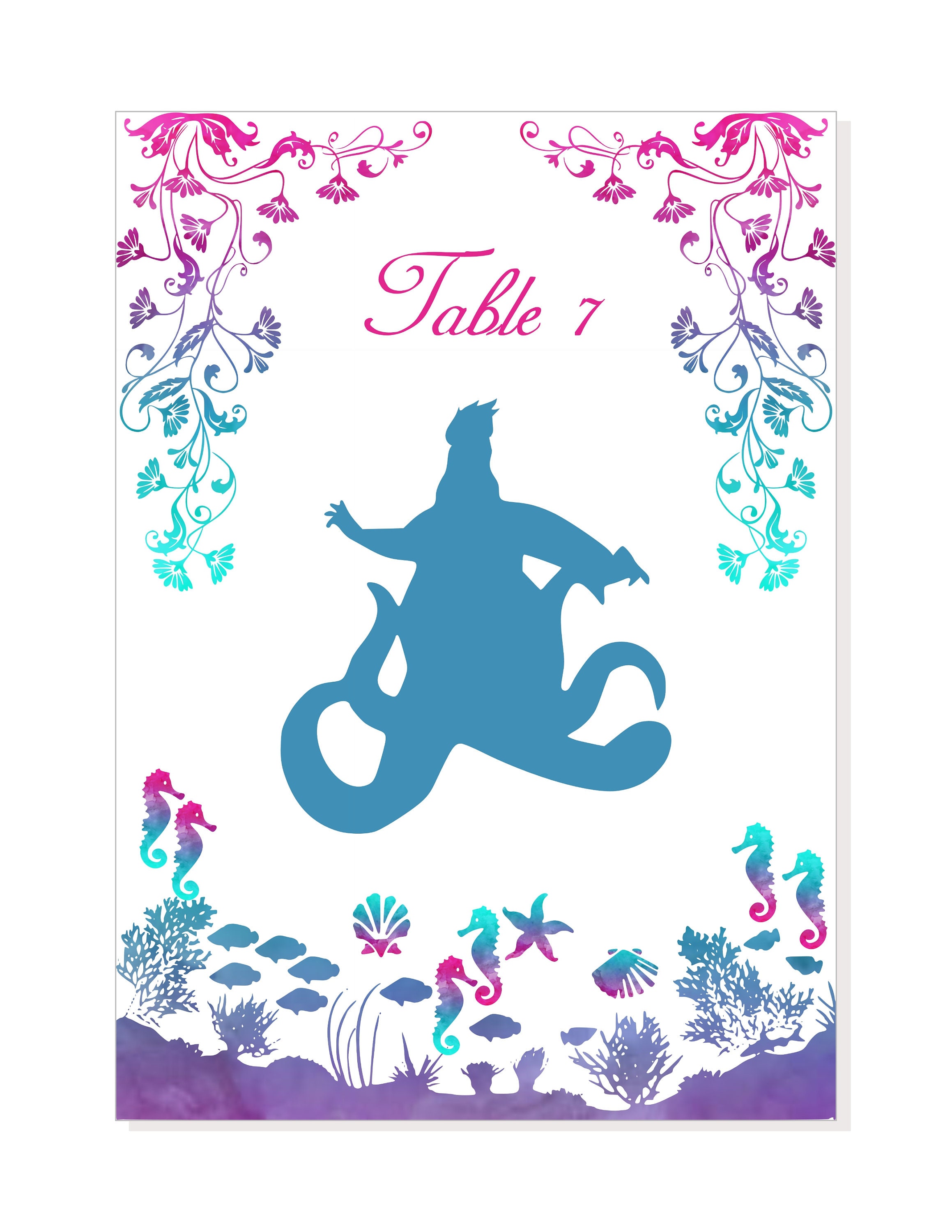 Watercolor Little Mermaid Table Numbers | Etsy