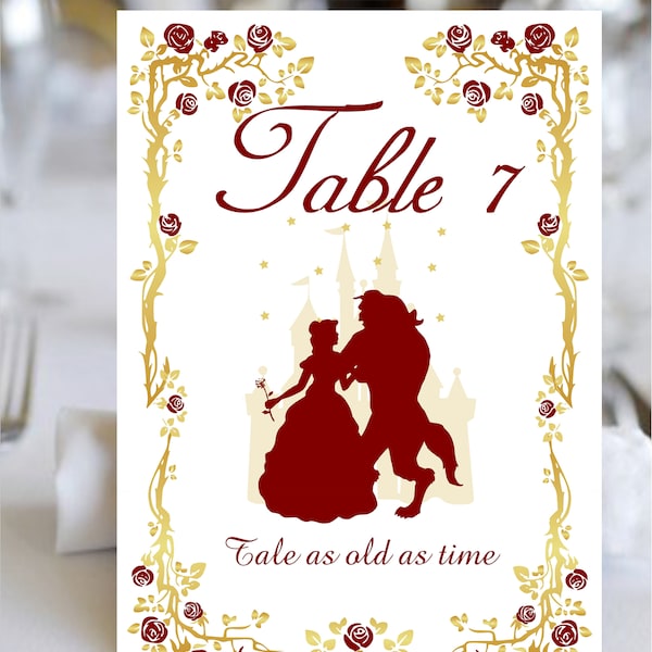 Beauty and the Beast Table Numbers - Etsy