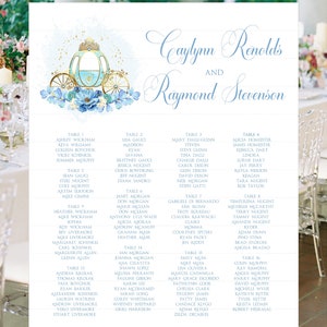 Blue Cinderella Carriage Wedding Seating Table Sign Cinderella Seating ...
