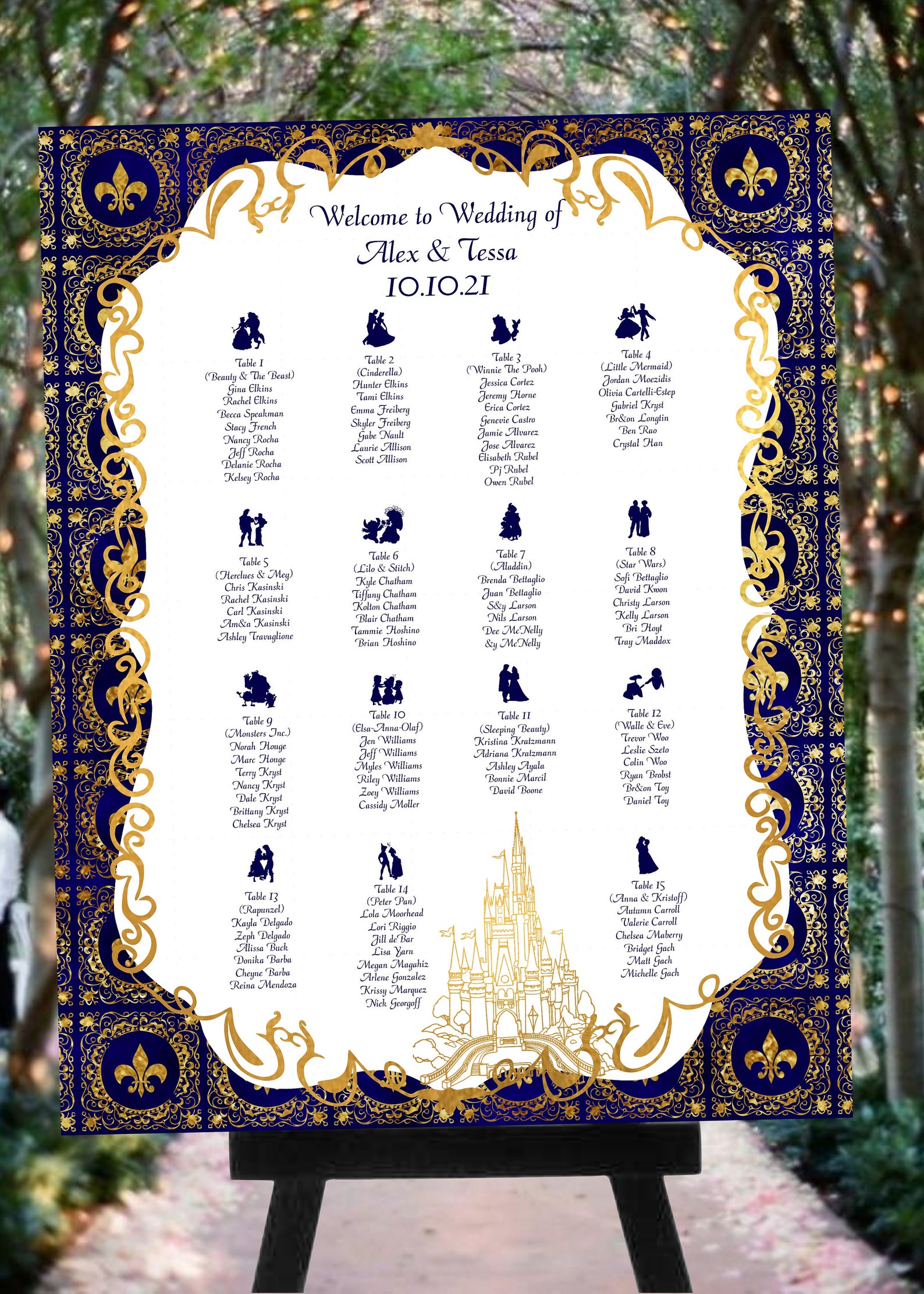 Princess Wedding Seating Table Sign Cinderella Seating Chart | Etsy