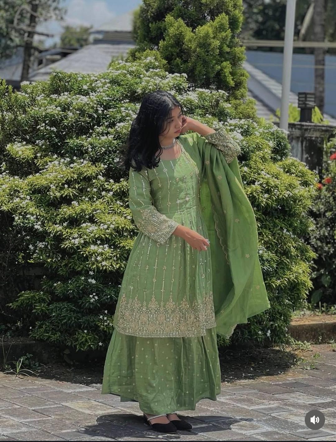 Cinon Silk Kurta Sharara Set: Pakistani Wedding Party Wear - Etsy