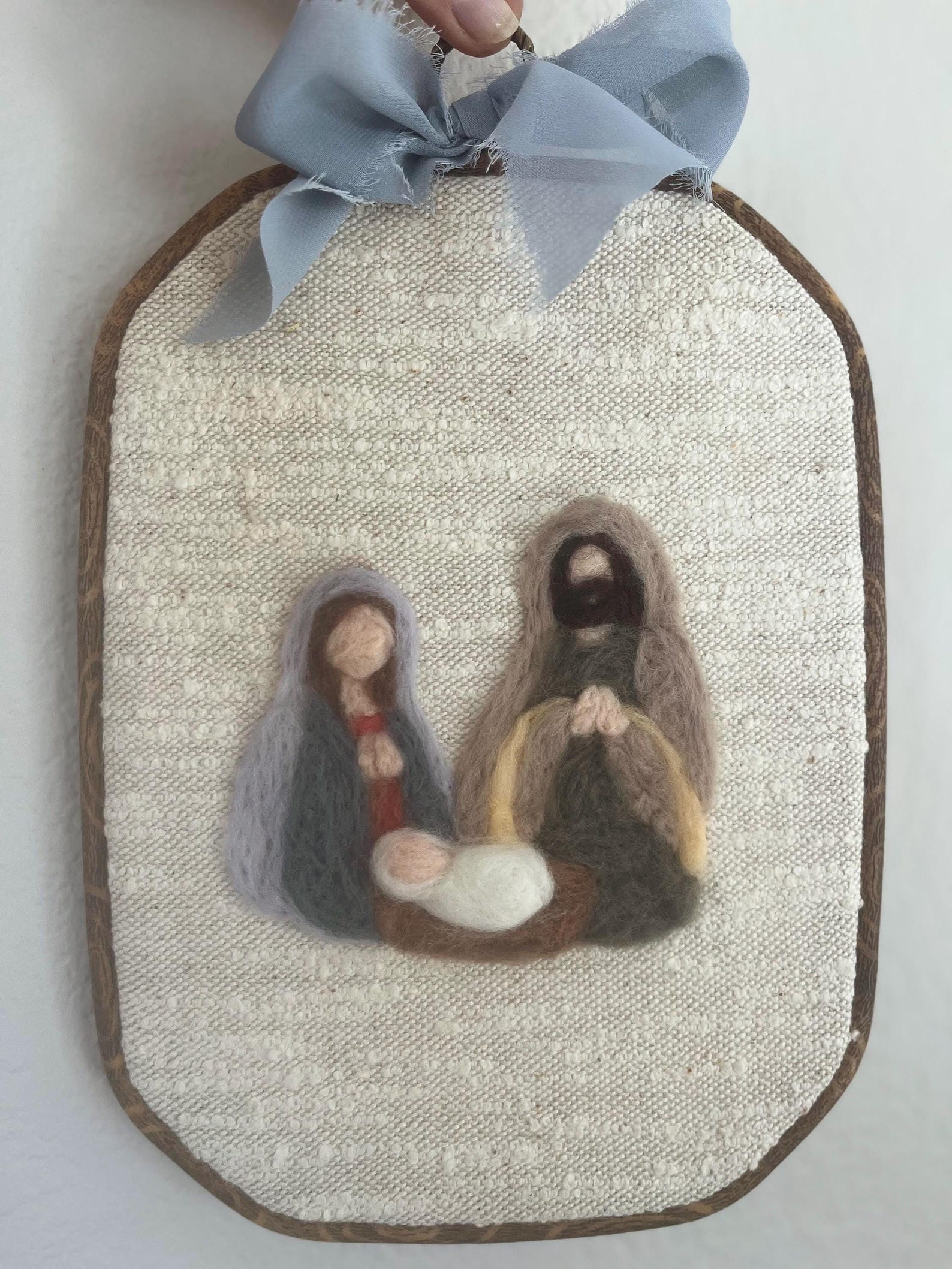 Needle Felted Nativity Scene | Wool Fiber Art | Christmas Wall Hanging ...
