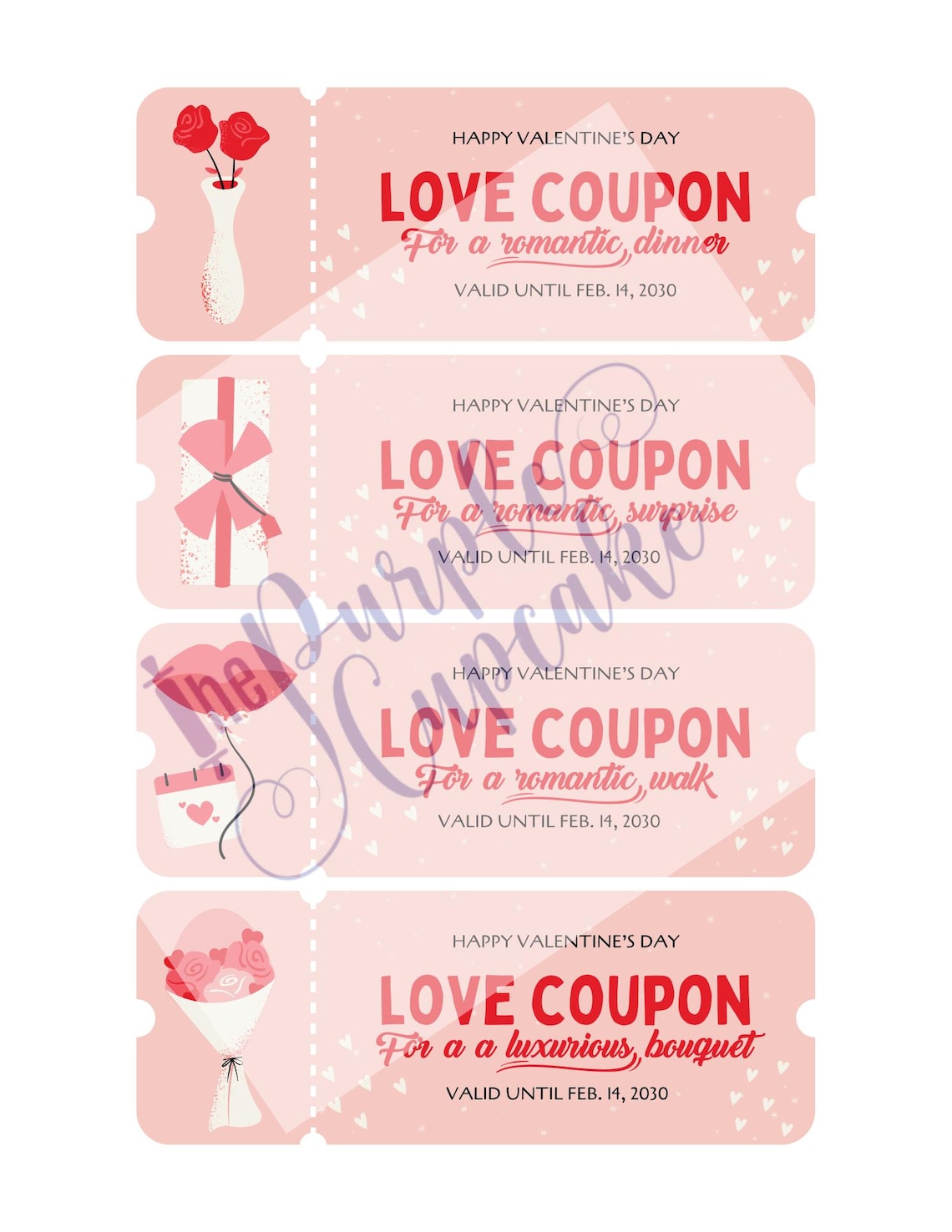 Editable Valentine Love Coupons | Printable Love Coupon Book | Romantic ...