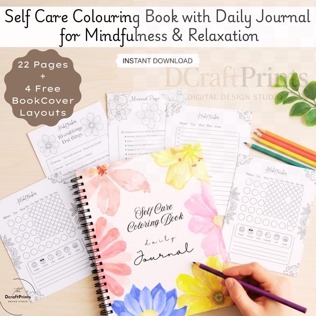 Self Care Colouring Book With Daily Journal | Mindfulness & Relaxation ...