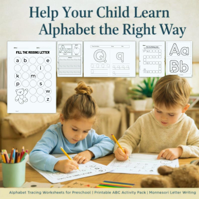 Alphabet Tracing Worksheets | Montessori ABC Letter Writing Practice ...