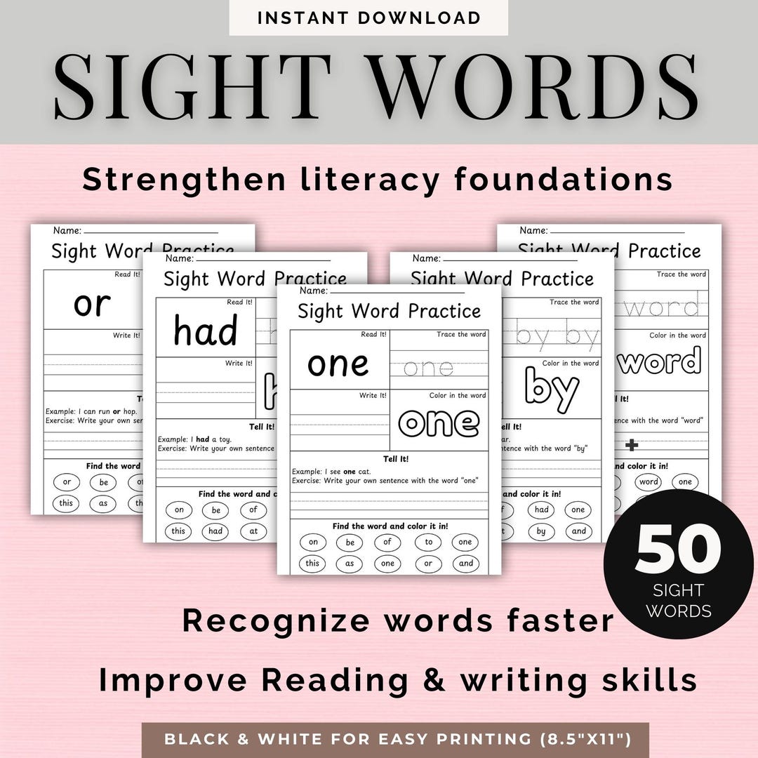 First 50 Fry Sight Words Worksheets | Kindergarten, Preschool, Home ...