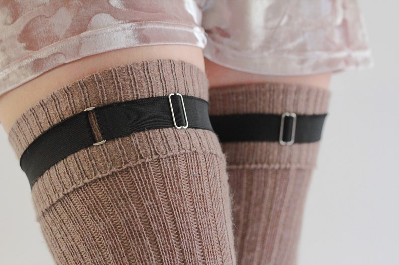 BLACK Elastic Clip Garters for THIGH High Socks Ideal for - Etsy UK