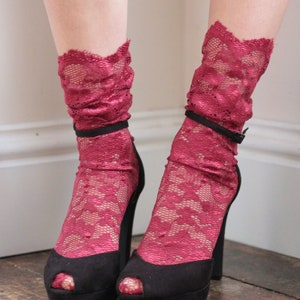 RED Roses LACE Socks, Valentine Lace Socks, Dress up Mesh Socks, Floral ...