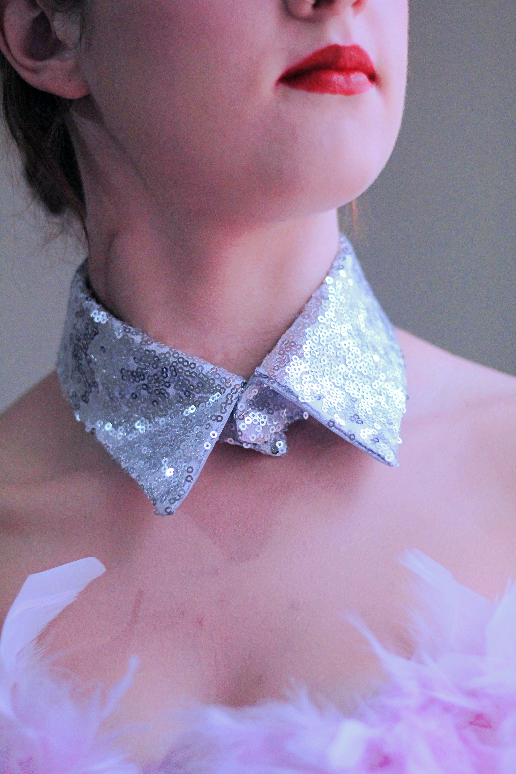 Aqua Blue Sparkly Dress up Collar Detachable SEQUIN COLLAR - Etsy UK