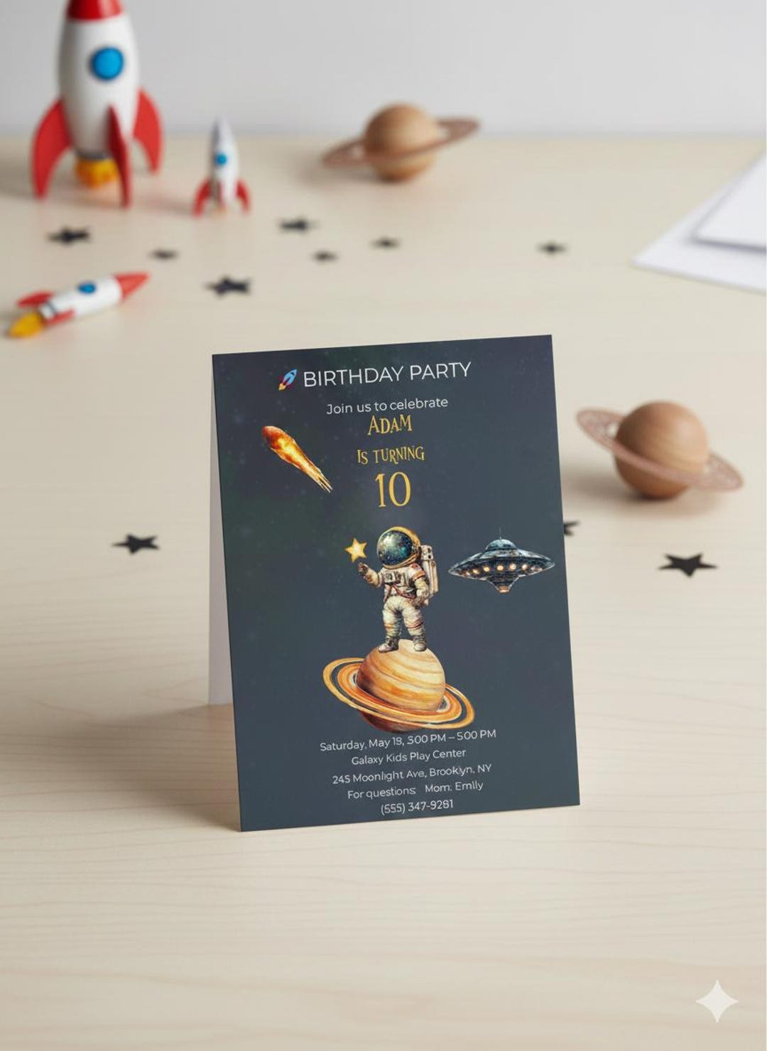 Astronaut Birthday Invitation, Personalized Space Theme, Custom Design ...