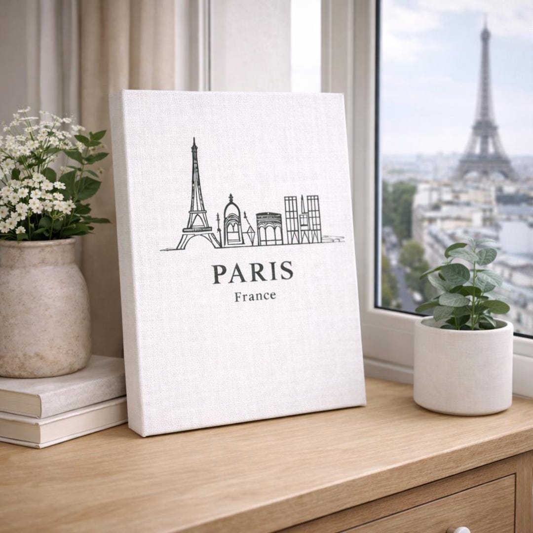 Paris City Skyline Canvas Print, Minimalist Travel Wall Art, Modern ...