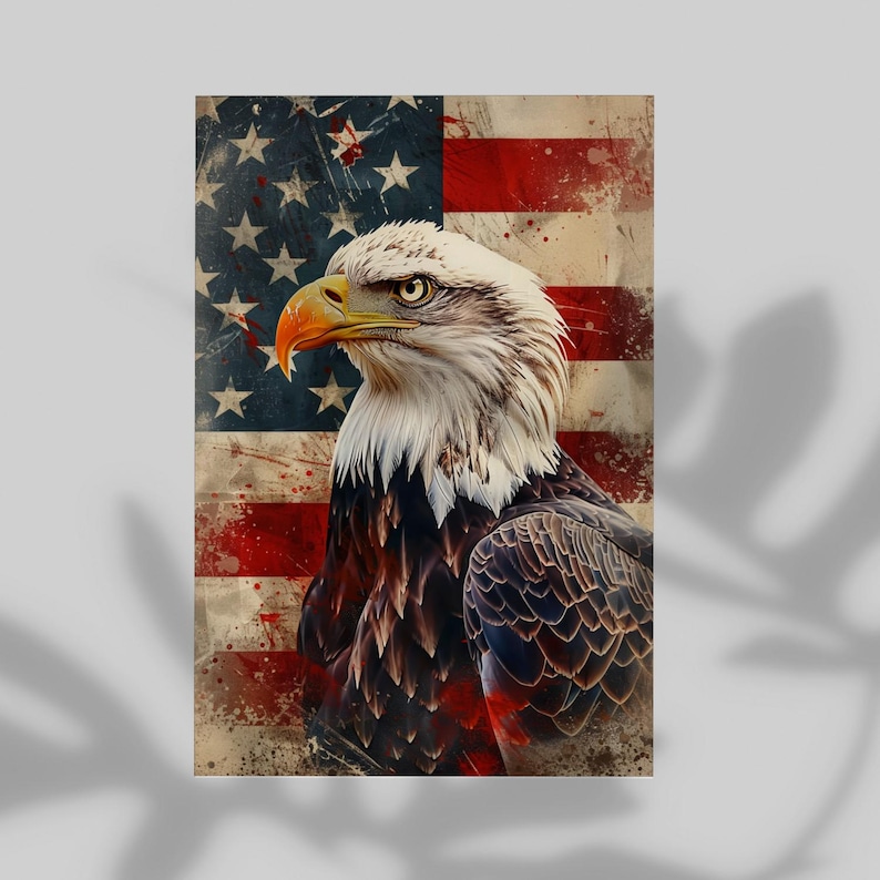 Bald Eagle American Symbol Poster, Vintage USA Flag Patriotic Print - Etsy
