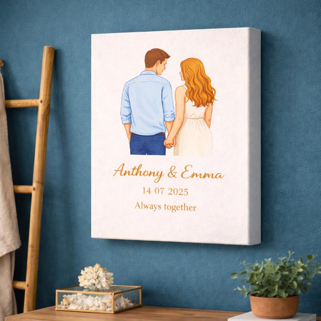 Personalized Wedding Couple Canvas, Custom Names and Date Sign ...