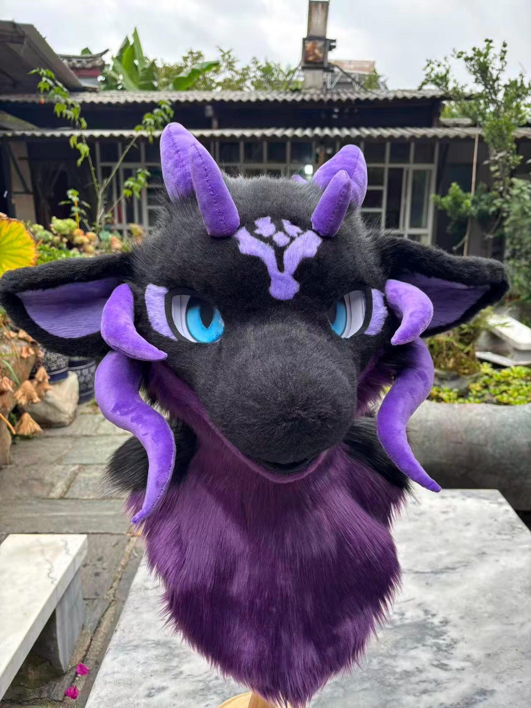 Purple Dragon Fursuit Head – Fantasy Creature Costume, American Furry ...