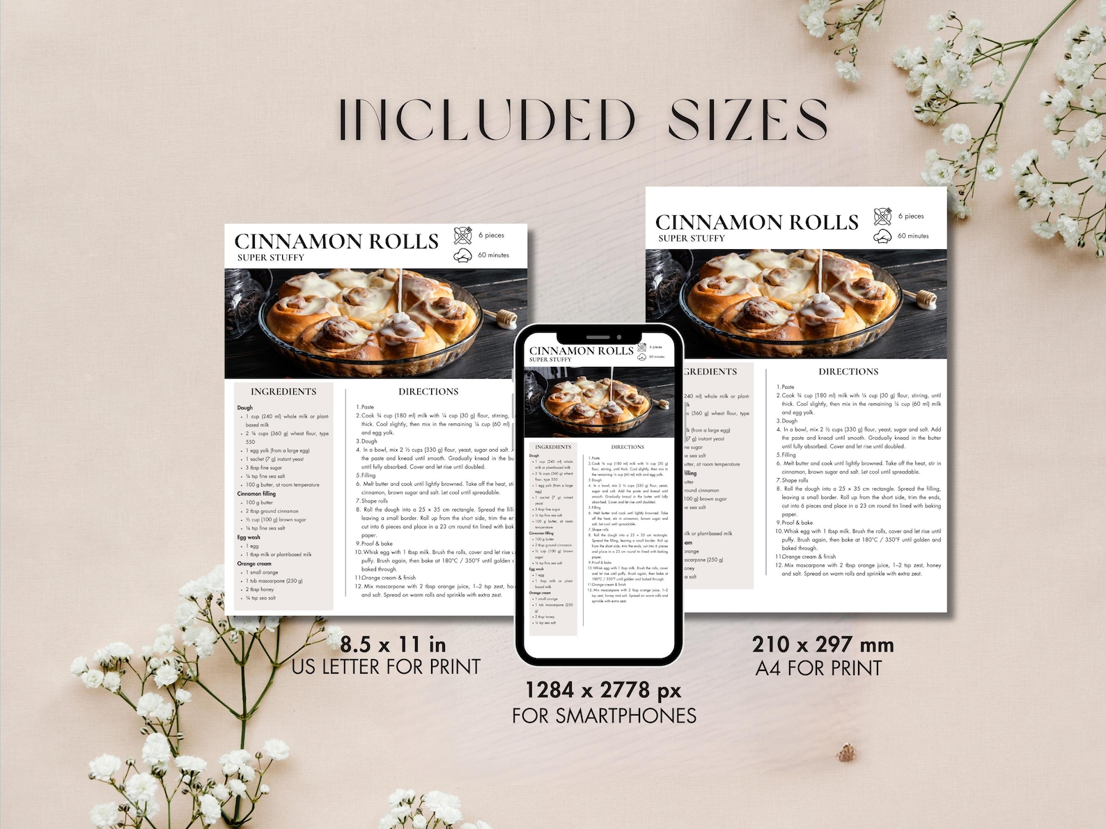 Digital Recipe Card Template Design Editable Collection Kitchen ...