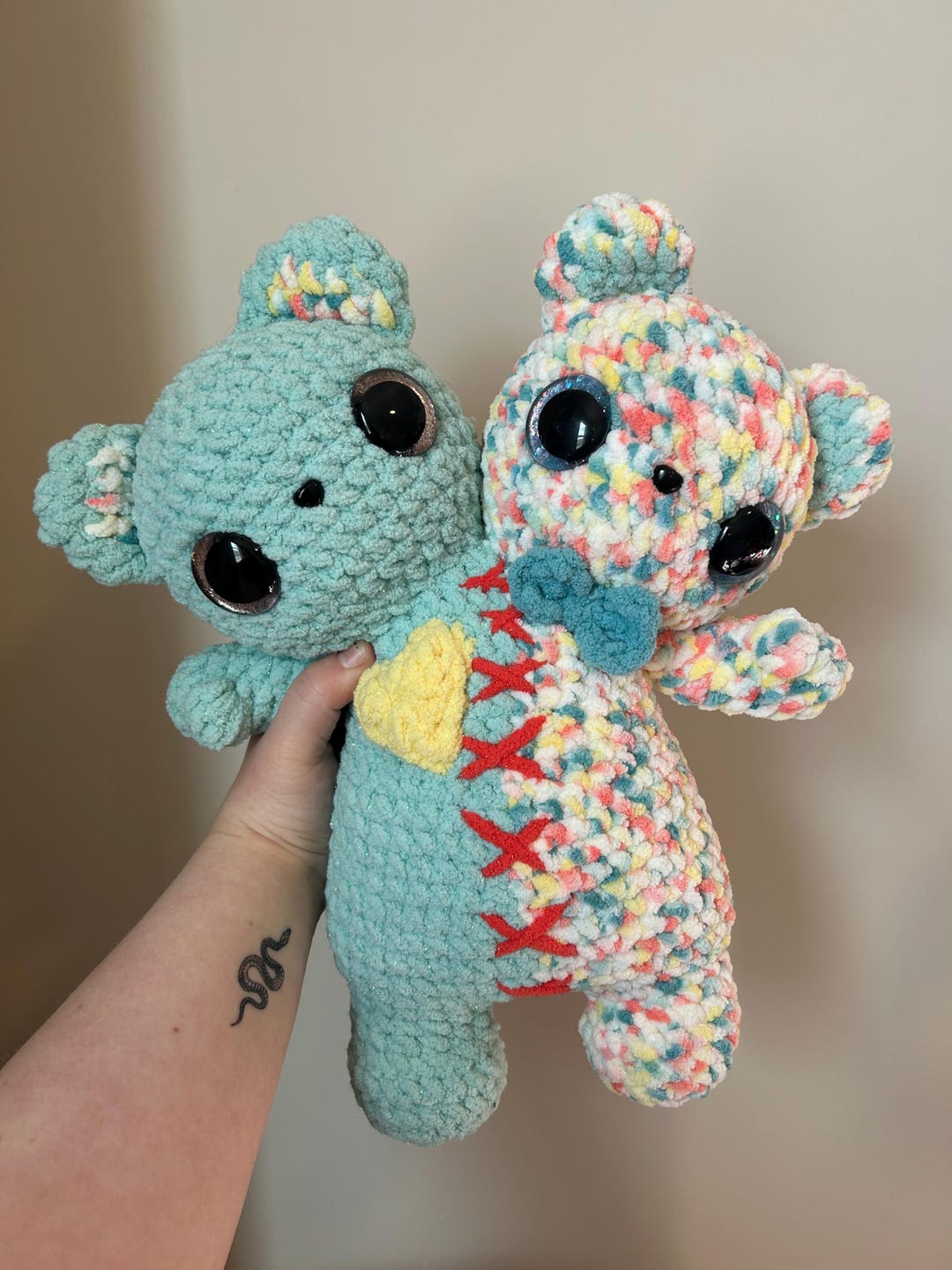 Two-headed Bear Plushie///handmade Crochet Amigurumi Two Headed Bear ...