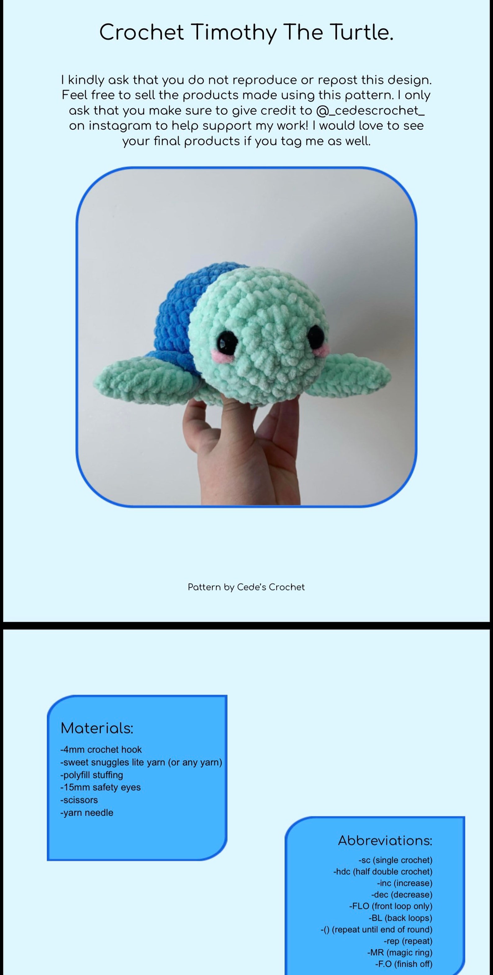 Timothy the Turtle Crochet Pattern/// This is A PATTERN ONLY - Etsy