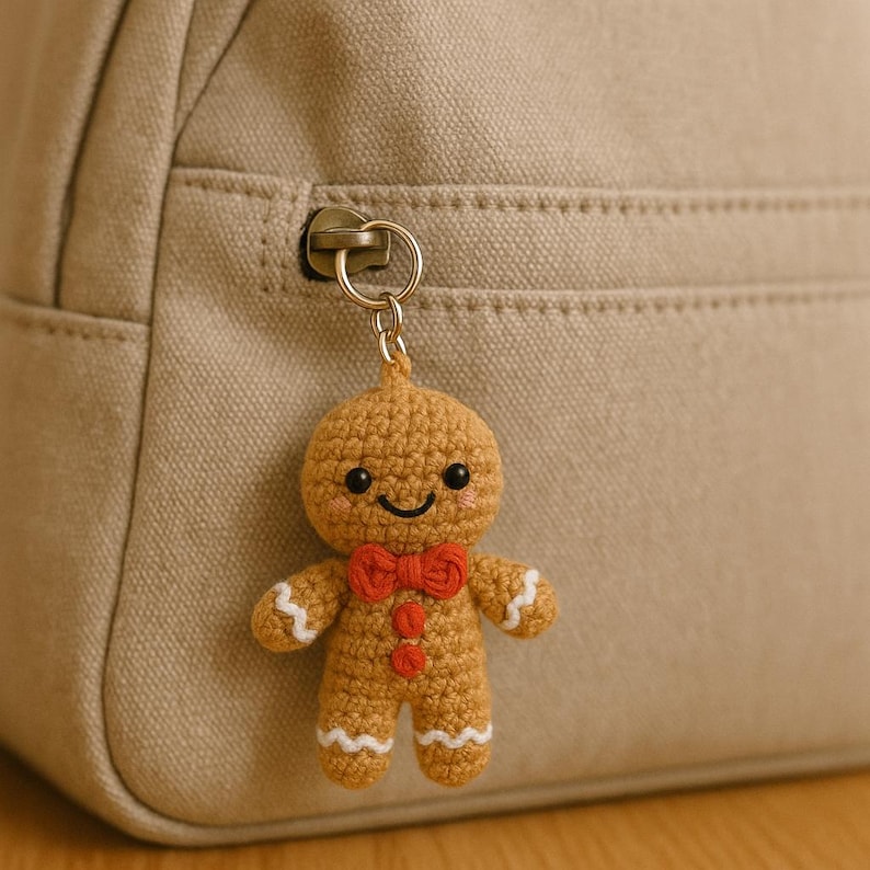 Gingerbread Man Keychain Crochet Pattern PDF | Mini Amigurumi Christmas ...