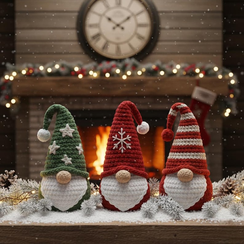 Mini Crochet Gnome Pattern PDF | Easy Amigurumi Gnome Set | Small ...