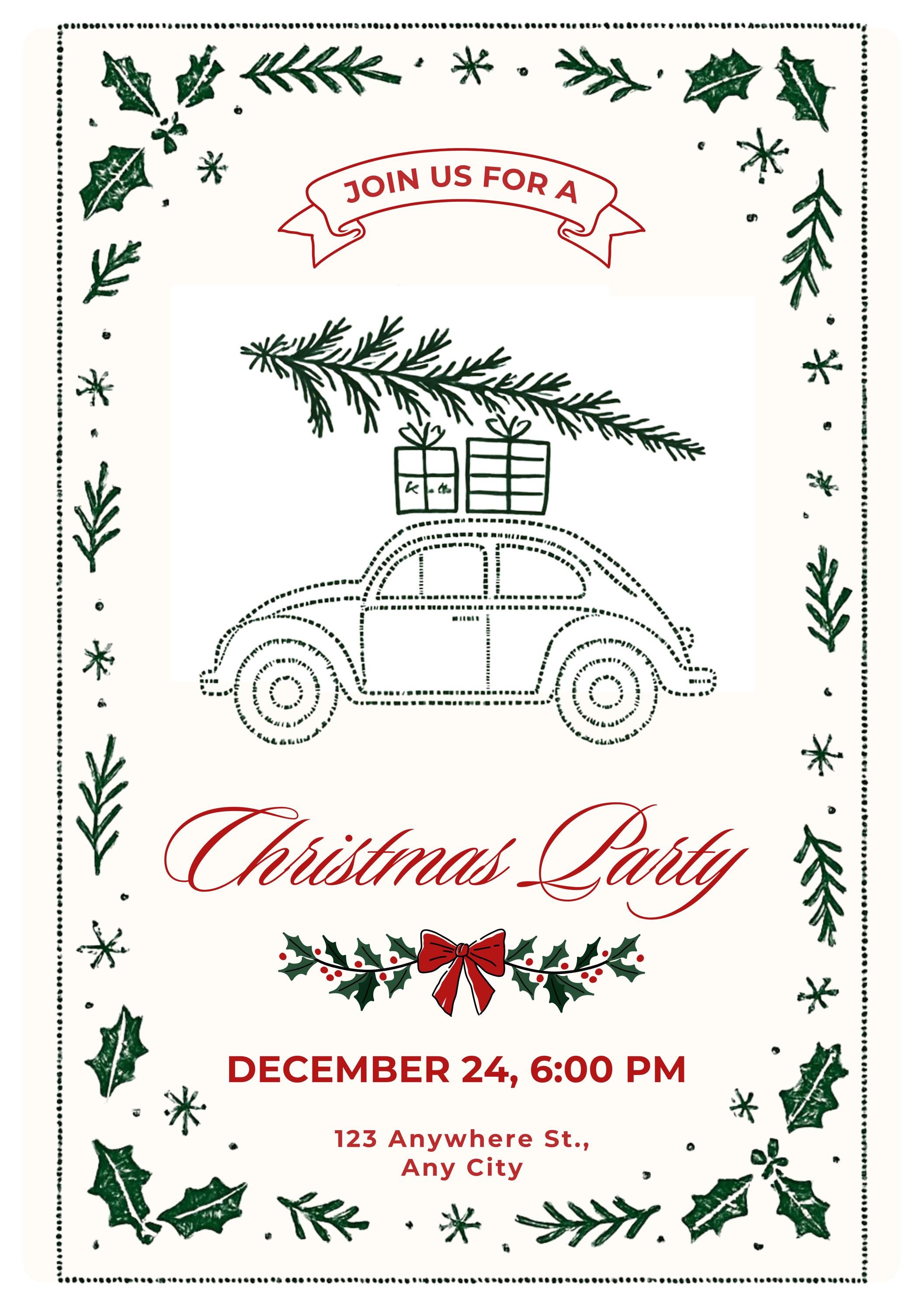 Editable Christmas Party Invitation Template • Festive Holiday Invite ...