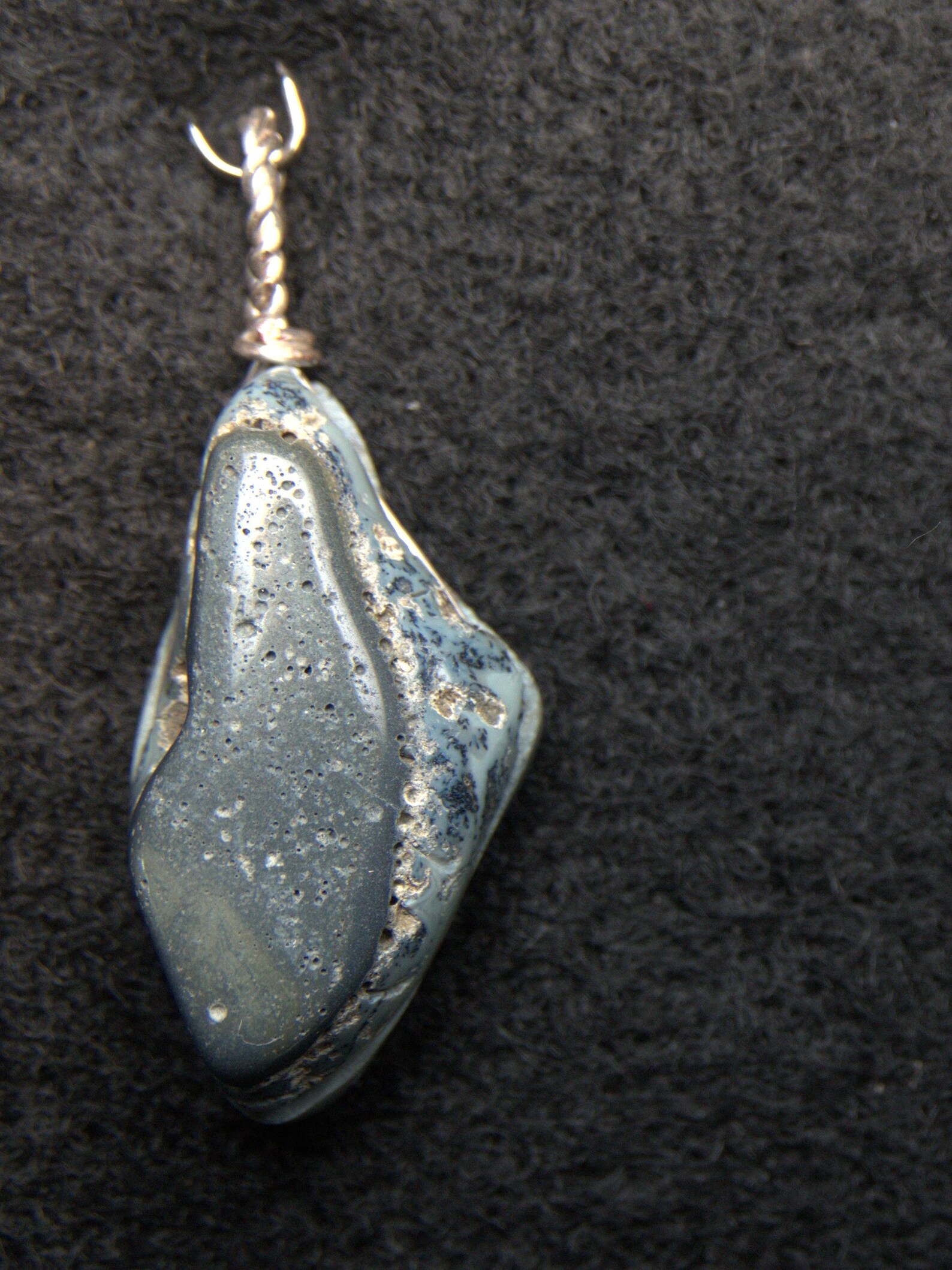 Leland Blue, Blue and Grey Michigan Stone Pendant With Silver Colored ...