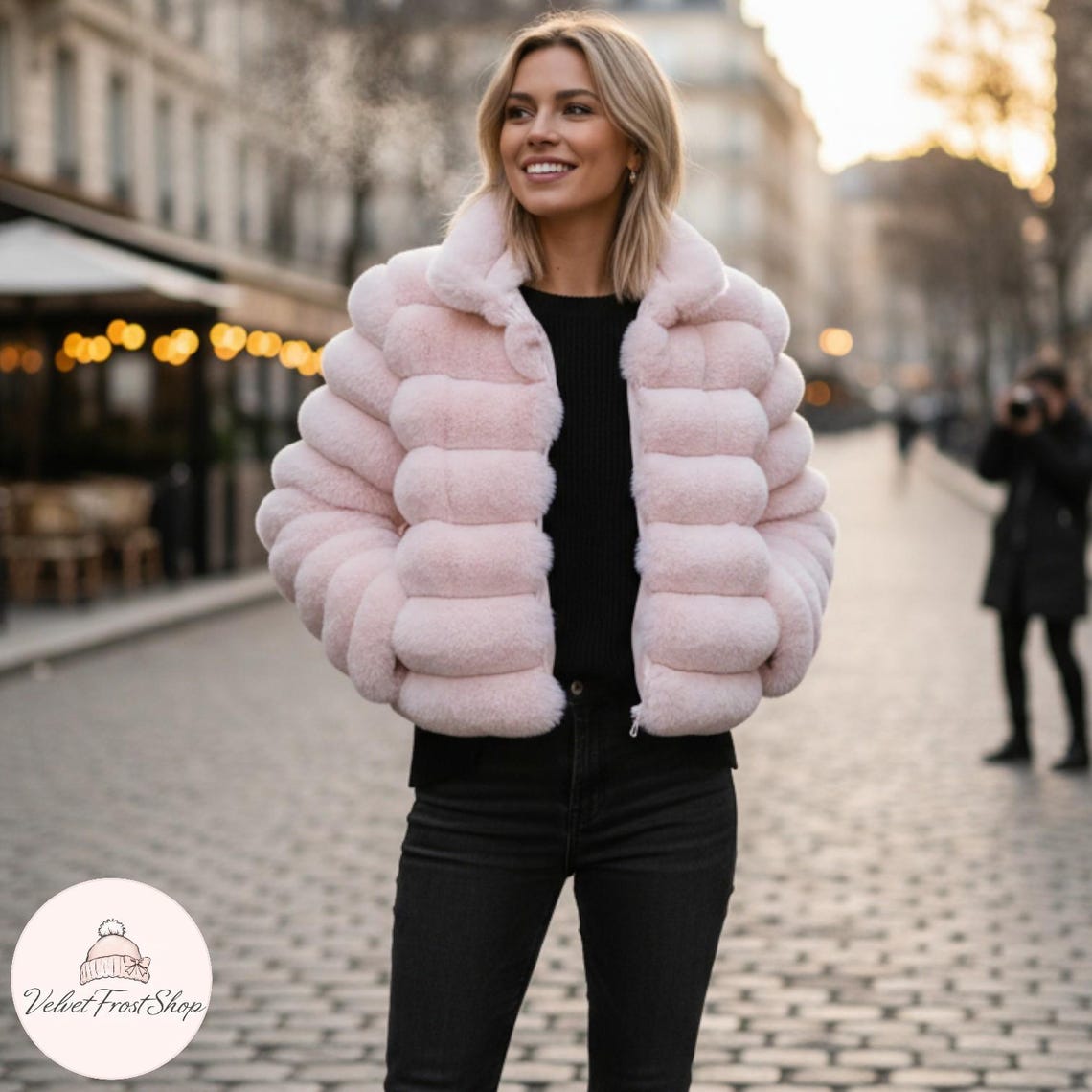 Women’s Fluffy Puffer Coat – Cropped Plush Winter Jacket Multiple ...