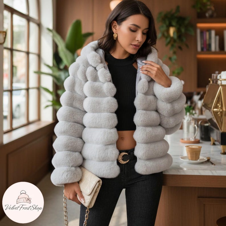 Women’s Fluffy Puffer Coat – Cropped Plush Winter Jacket Multiple ...