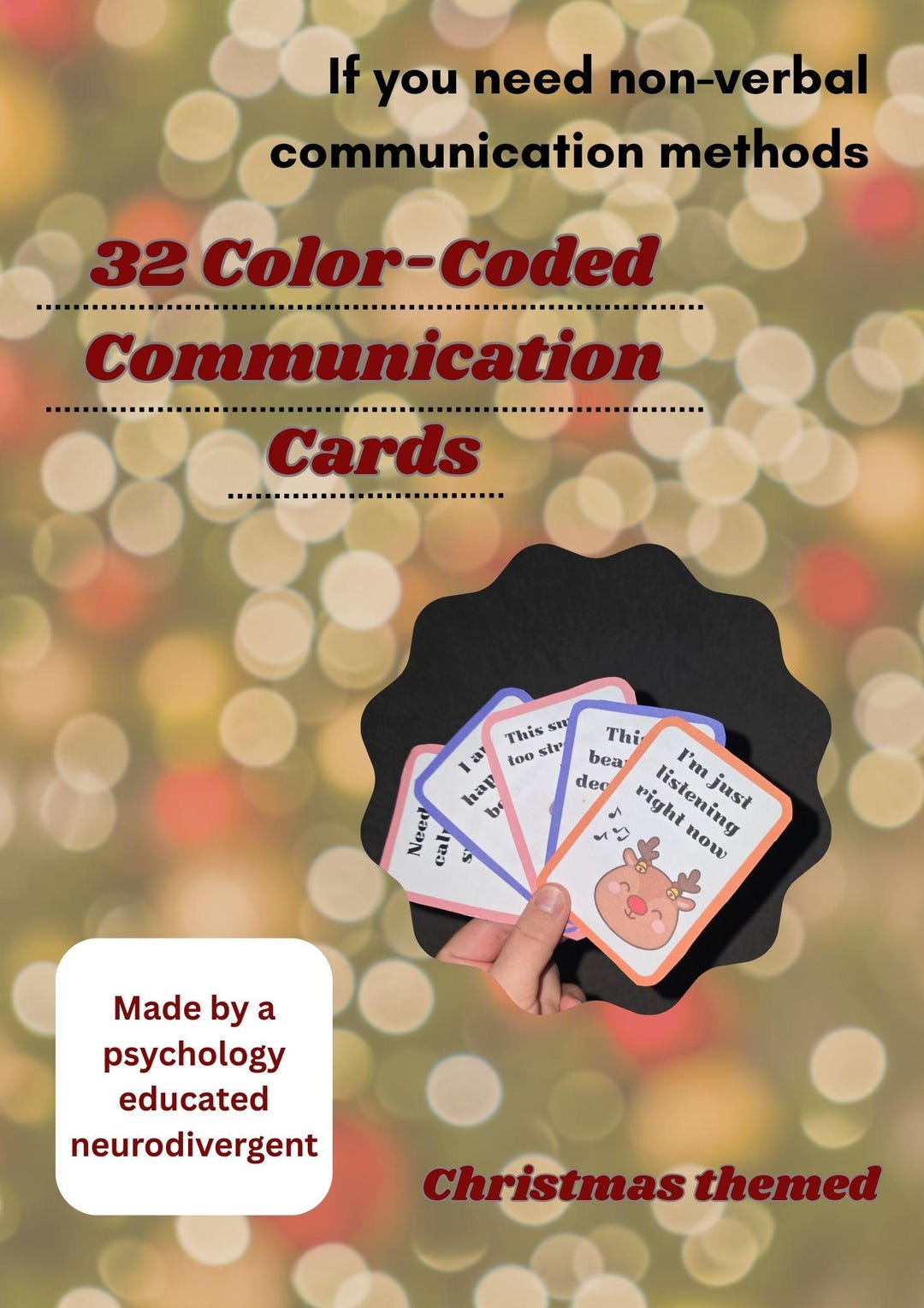 Christmas Autism and ADHD Color-coded Communication Cards, 32 ...