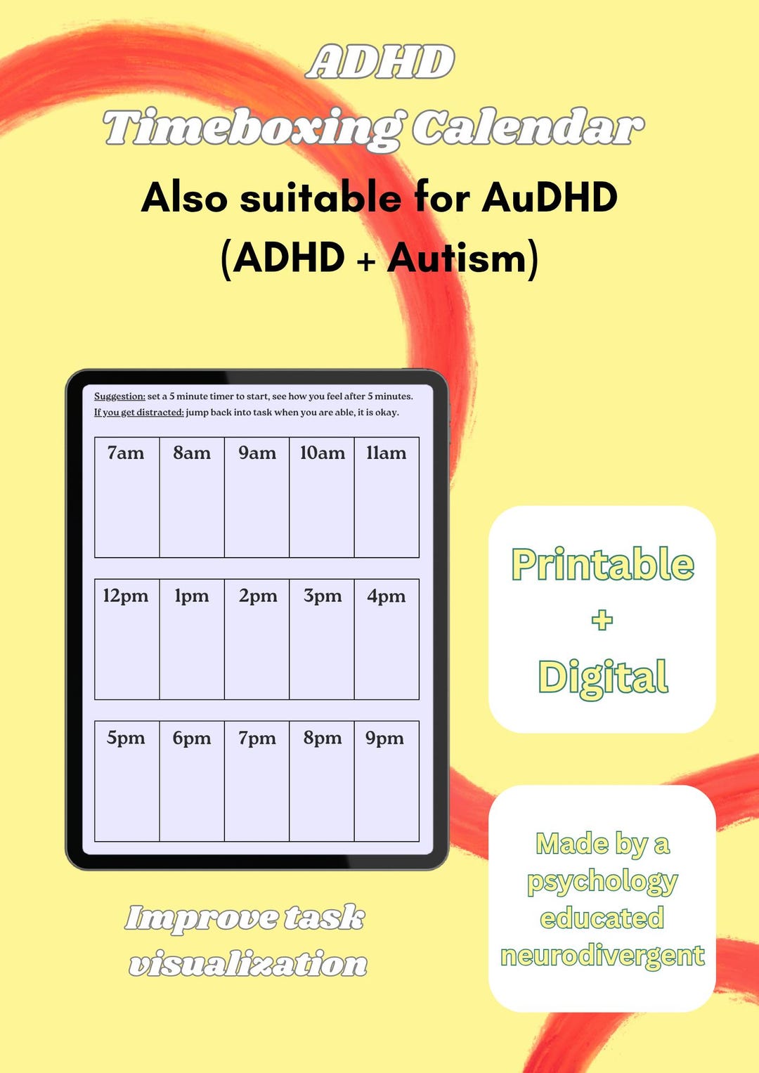 Digital ADHD Timeboxing Calendar Template, Plan Your Week With Time ...