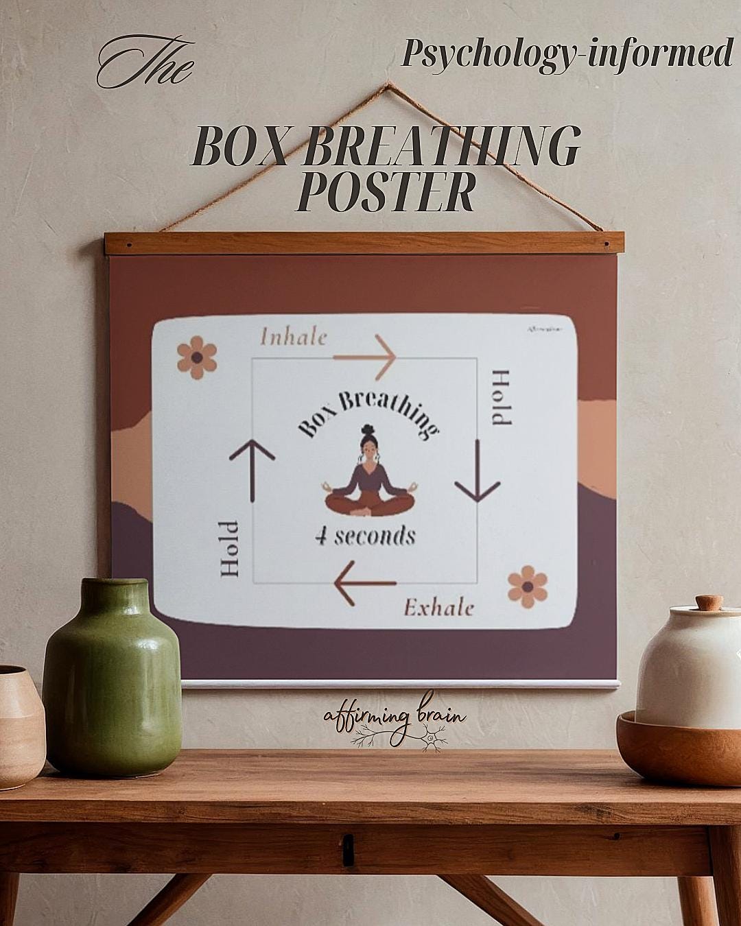 Box Breathing Poster | Calm Breathing Exercise for Anxiety & Stress ...