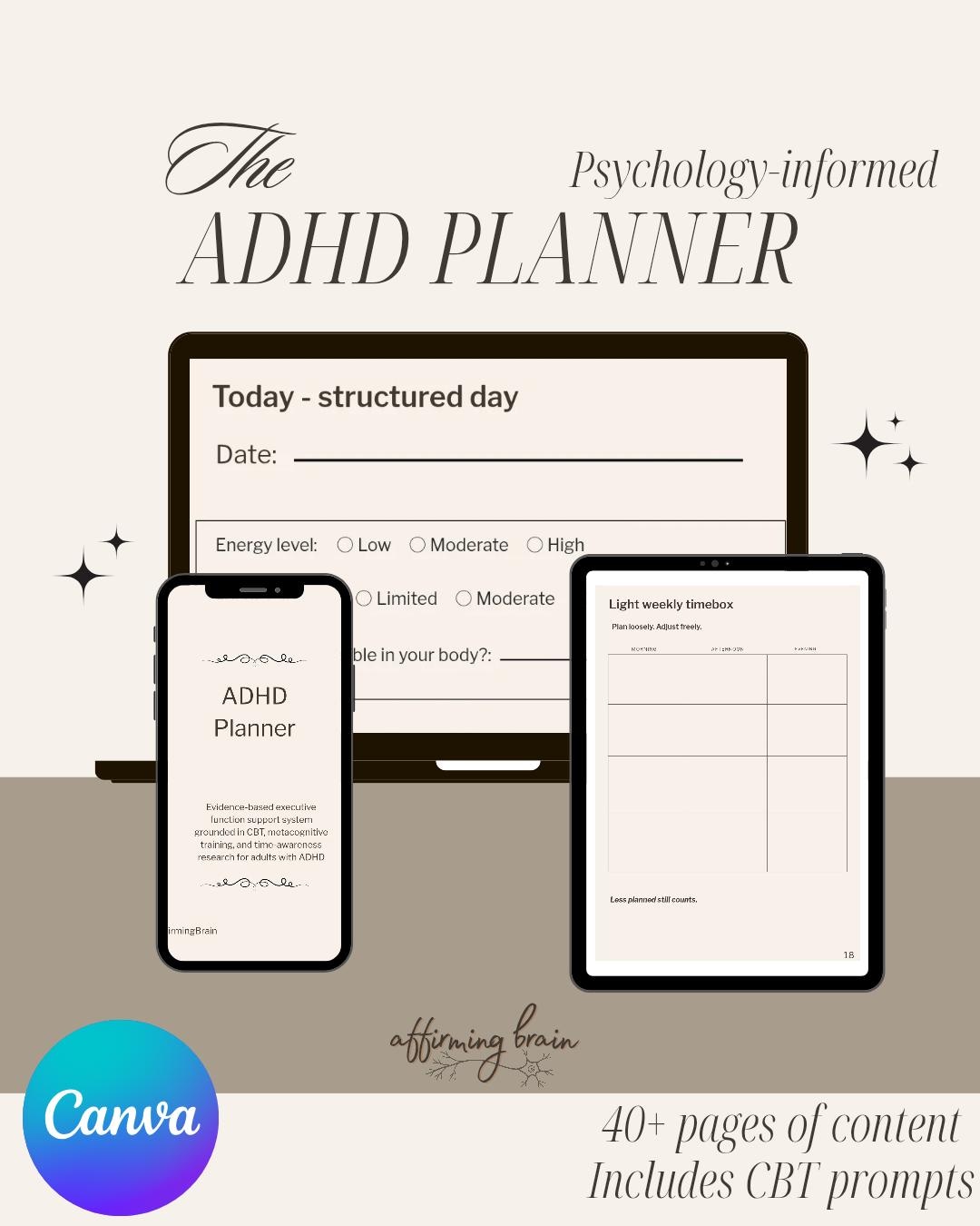 ADHD Planner | Executive Function & Time Management | Digital Planner ...