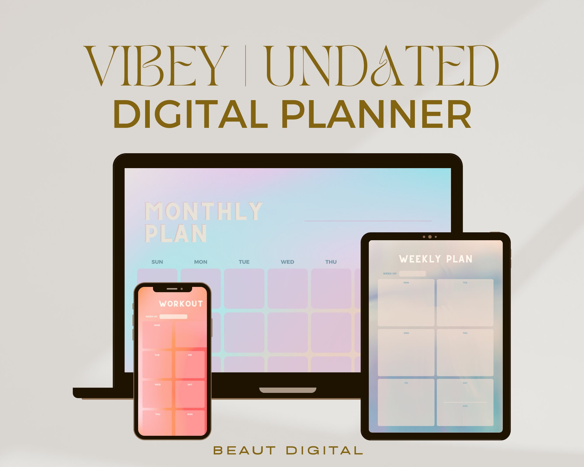 VIBEY Undated Digital Planner | iPad Planner | Daily, Weekly & Monthly ...