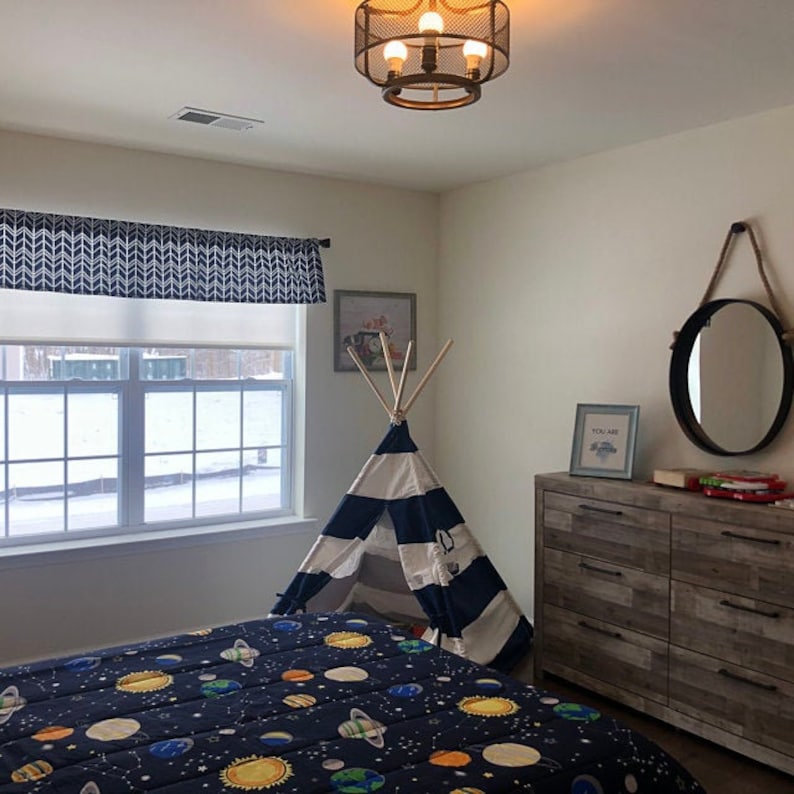 Vintage Indigo Blue Custom Valance Premier Prints Navy - Etsy