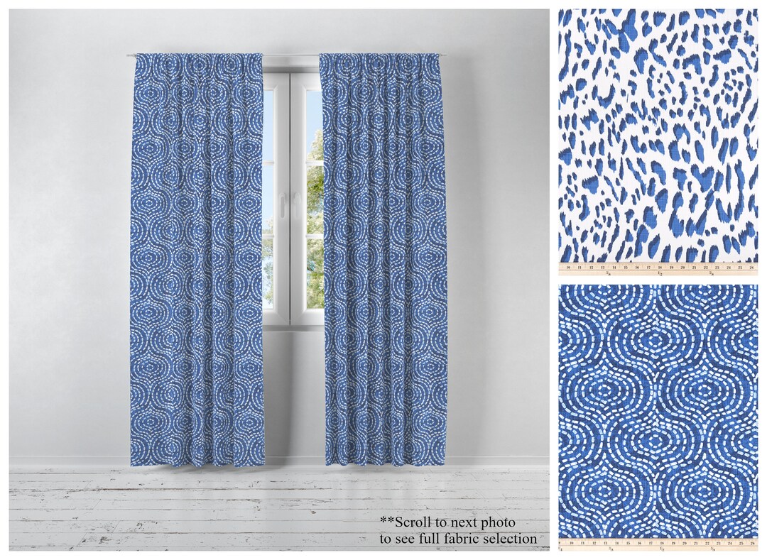 Royal Blue Curtains Drapery Panel Pair Modern Custom Drapes Blue Living ...