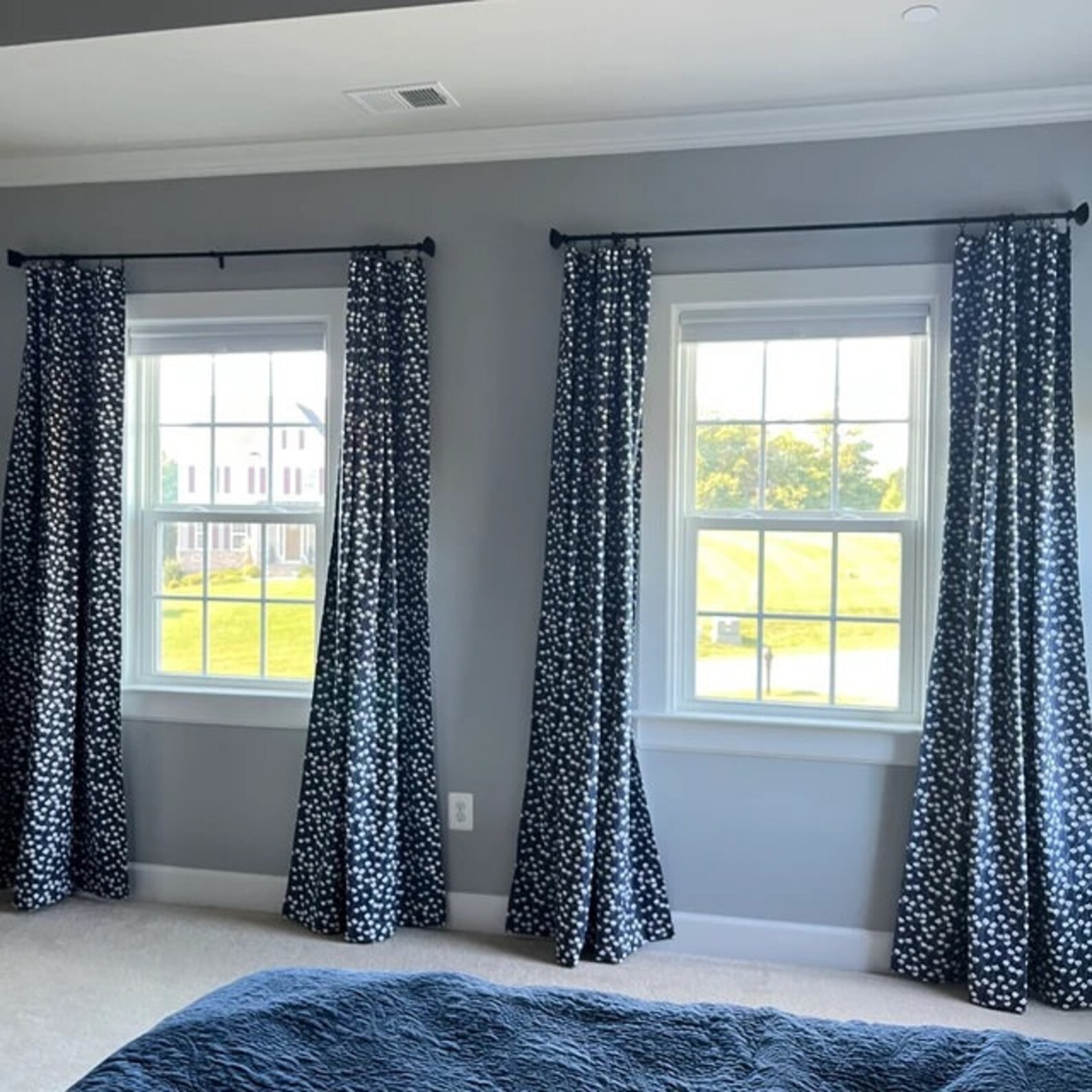 Vintage Indigo Window Curtains Pair of Drapery Panels - Etsy