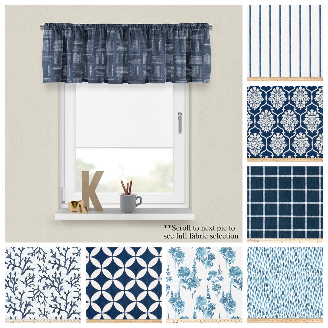 Italian Denim Decorative Valance Premier Prints Navy Designer - Etsy